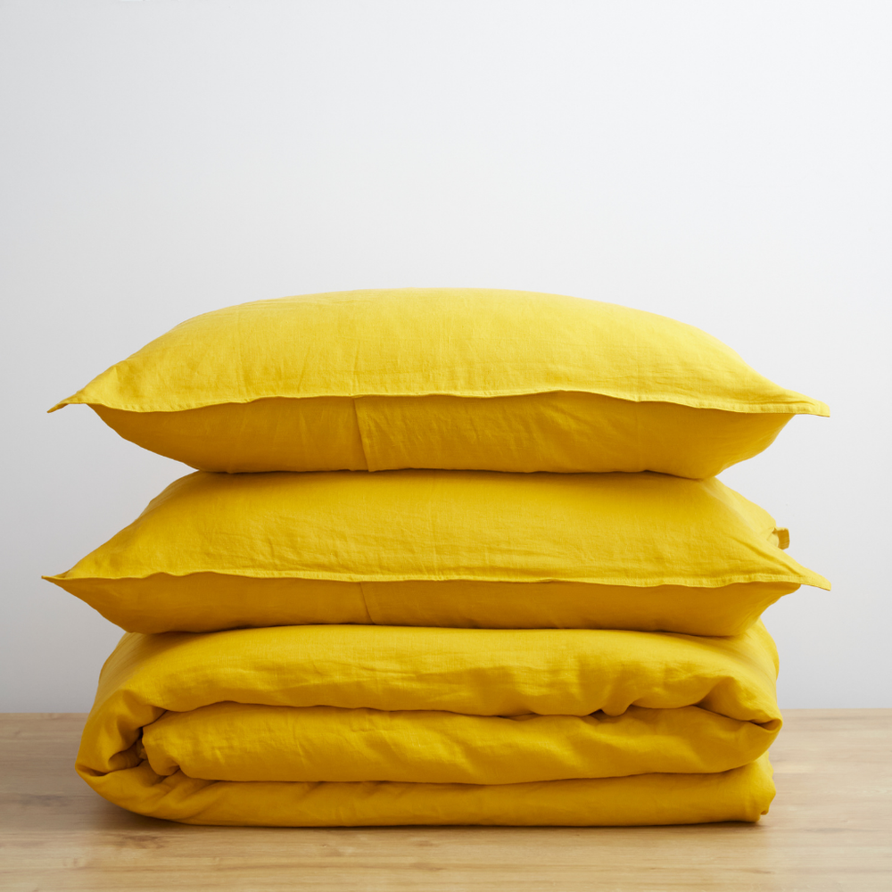 Turmeric, Duvet Cover Set, 100% French Flax Linen – Linen To Bed
